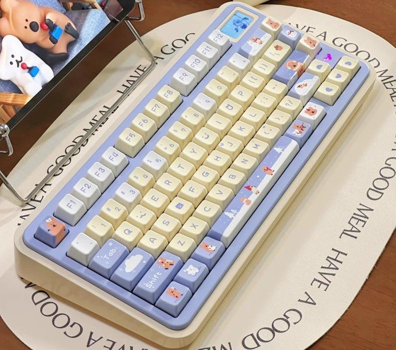 Cute Brown Bear Theme Artisan Keycap Set for Mechanical Keyboard ...