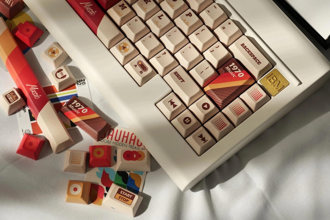 Cool 1970 Retro Music Theme Keycap Set for Mechanical Keyboard, ISO ...