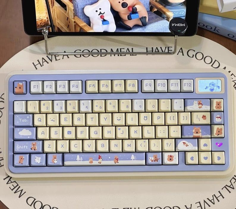 Cute Brown Bear Theme Artisan Keycap Set for Mechanical Keyboard ...