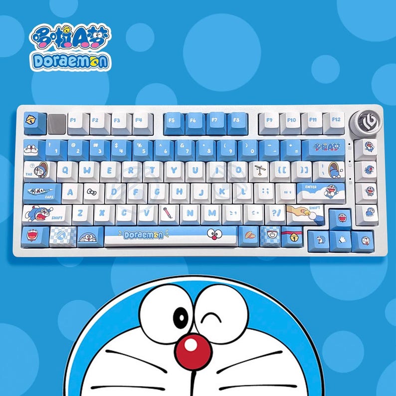 Cute Doraemon Theme Anime Kawaii Keycaps Set for Mechanical Keyboard ...