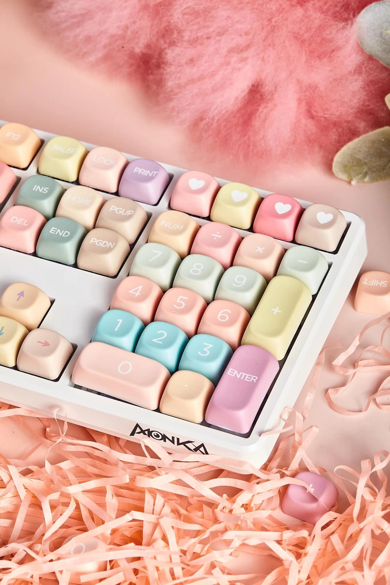 Cute Colorful Candy Theme PBT MOA Round Keycap Set for Mechanical ...
