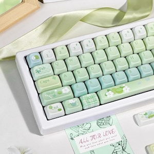 Cute Matcha Tea Green Gradient Keycaps Set for Mechanical Keyboard ...