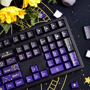 Purple Zodiac Theme Gradient Keycaps Set for Mechanical Keyboard ...