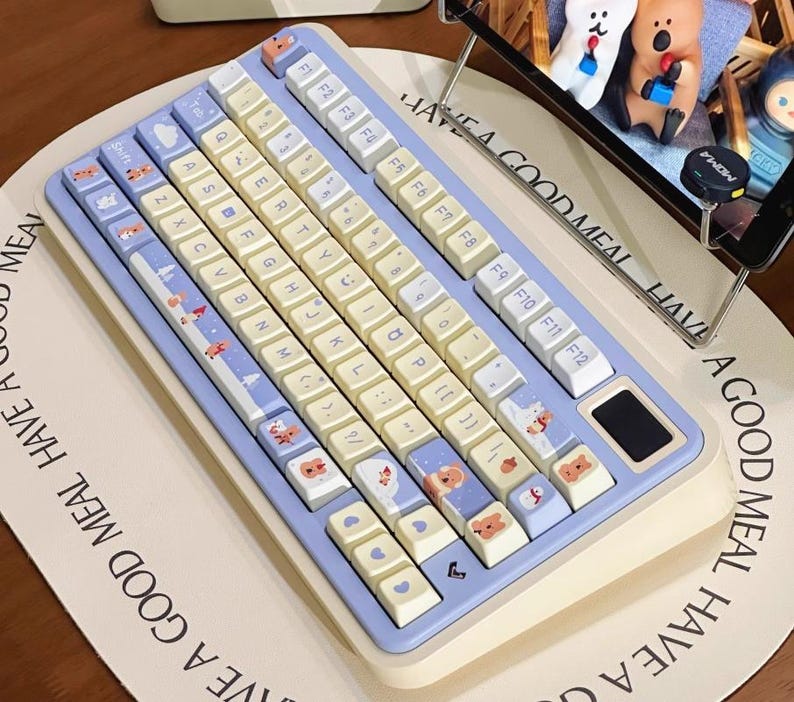 Cute Brown Bear Theme Artisan Keycap Set for Mechanical Keyboard ...