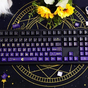 Purple Zodiac Theme Gradient Keycaps Set for Mechanical Keyboard ...