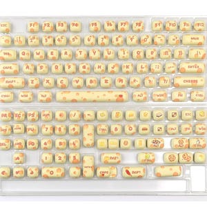 Cute Yellow Cheese Theme MOG Keycap Set for Mechanical Keyboard, Round ...