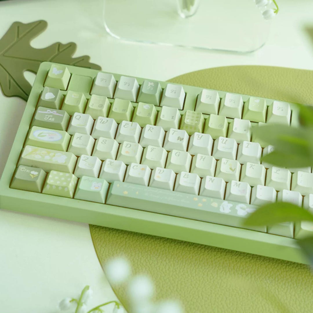 Green Matcha Lily of the Valley Keycaps Set for Mechanical Keyboard ...