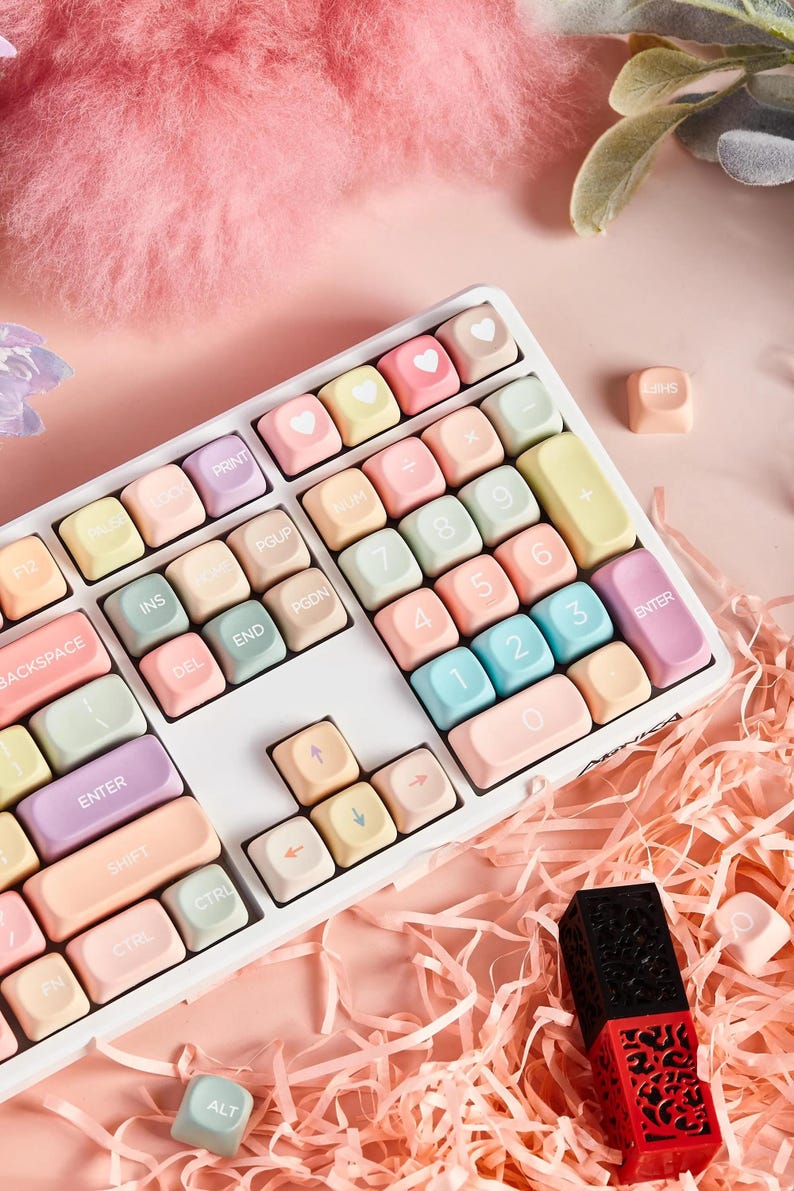 Cute Colorful Candy Theme PBT MOA Round Keycap Set for Mechanical ...