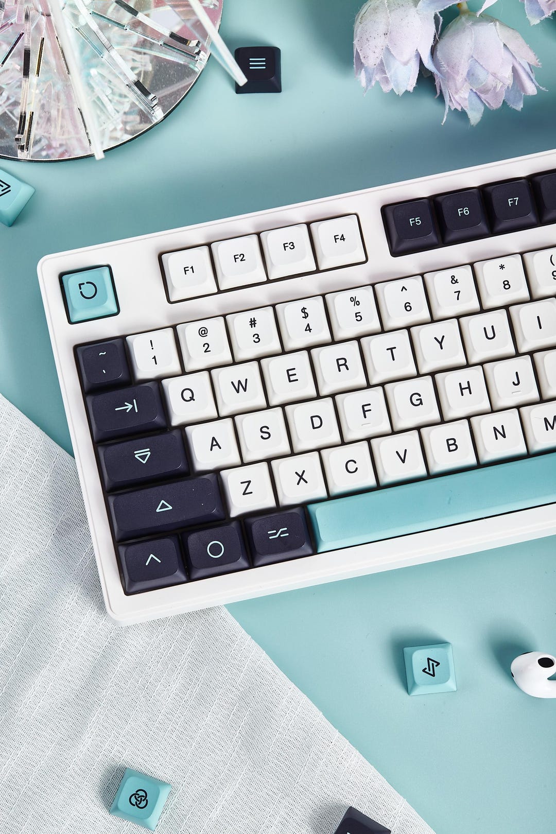 Blue Techno Black White PBT XDA Keycap Set for Mechanical Keyboard, ISO ...