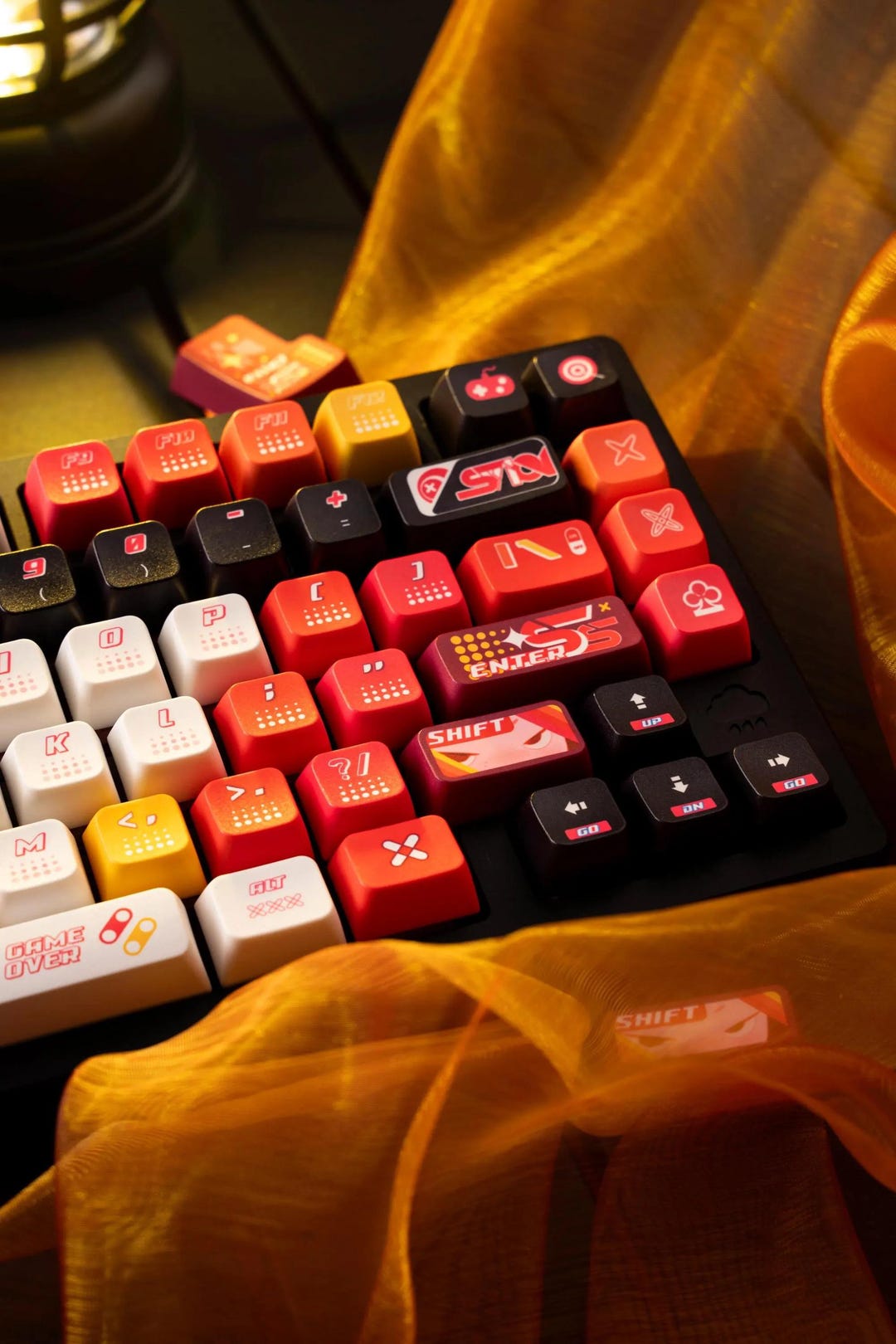 Cool Red Gaming Theme PBT ISO Keycap Set for Mechanical Keyboard, MDA ...