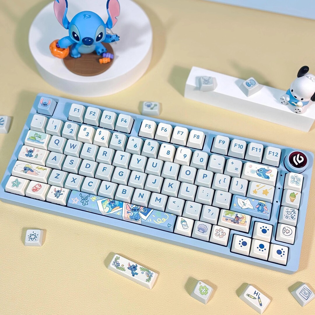 Cute Stitch Theme PBT Kawaii Keycap Set for Mechanical Keyboard, Lilo ...