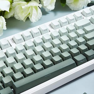 Cute Green Gradient Backlit Keycap Set for Mechanical Keyboard, Matcha ...