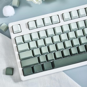 Cute Green Gradient Backlit Keycap Set for Mechanical Keyboard, Matcha ...