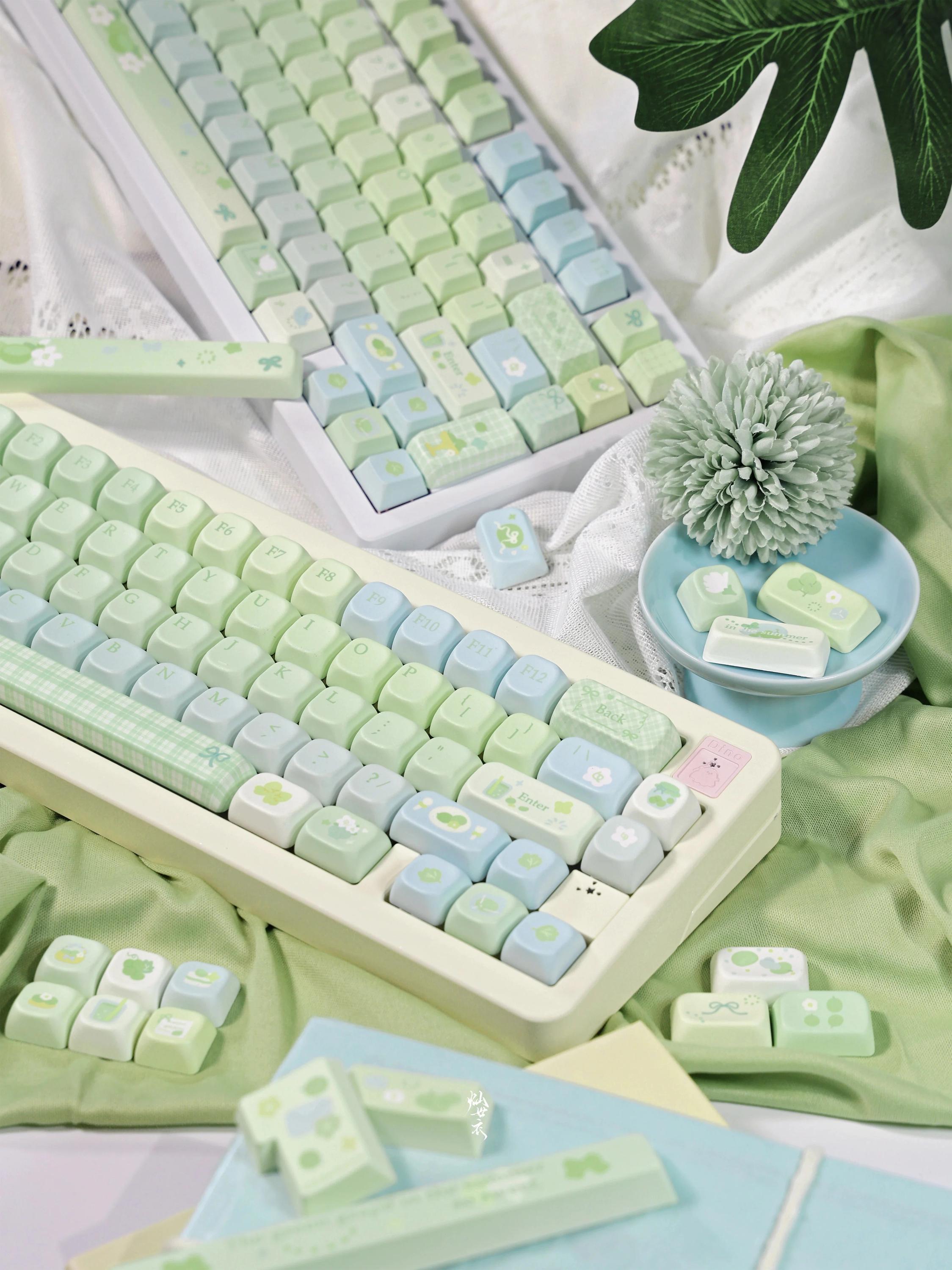 Cute Matcha Tea Green Gradient Keycaps Set for Mechanical Keyboard ...