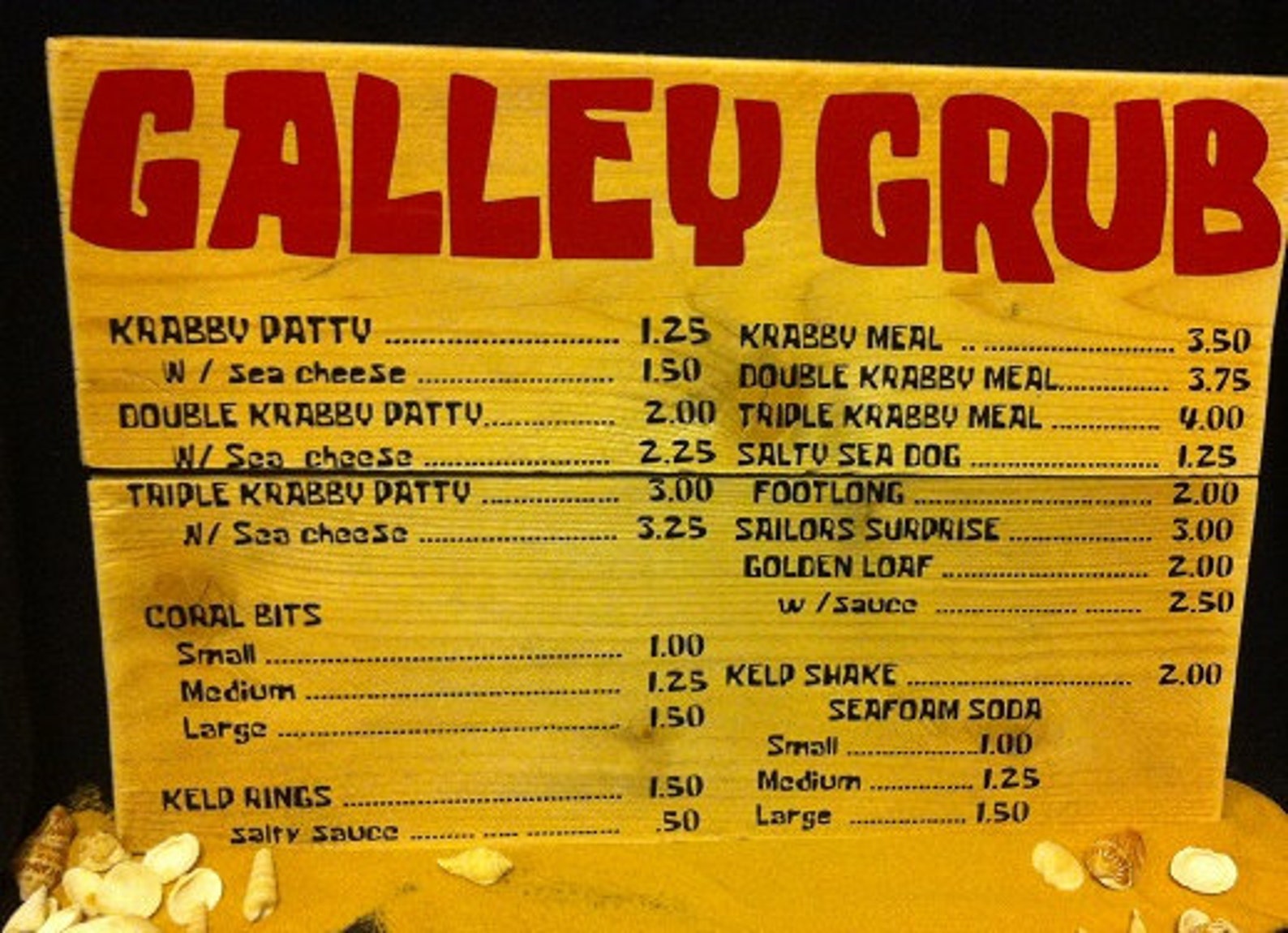 Spongebob Squarepants Krusty Krab Menu Board Real Custom - Etsy