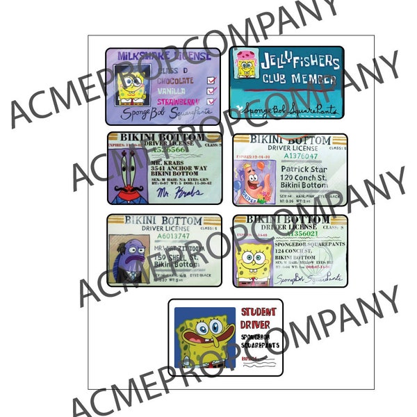 Bikini Bottom Drivers License - Etsy