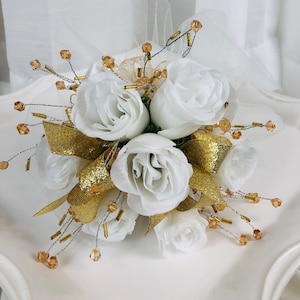 Gold Prom Flowers Gold and White Corsage & Boutonniere Gold White Prom ...