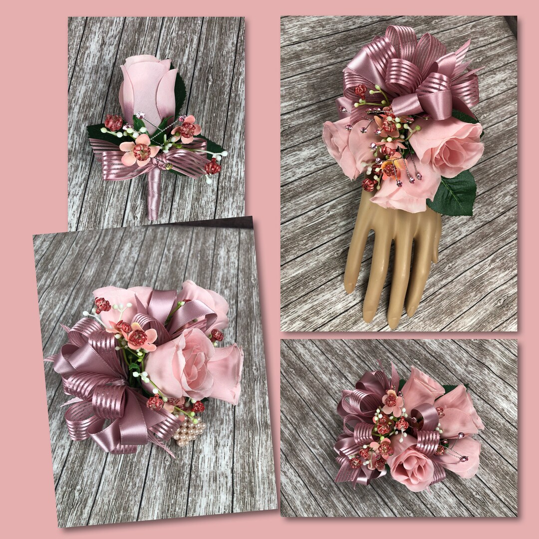 New Artificial Dusty Pink Prom Corsage, Dusty Pink Mother's Corsage ...