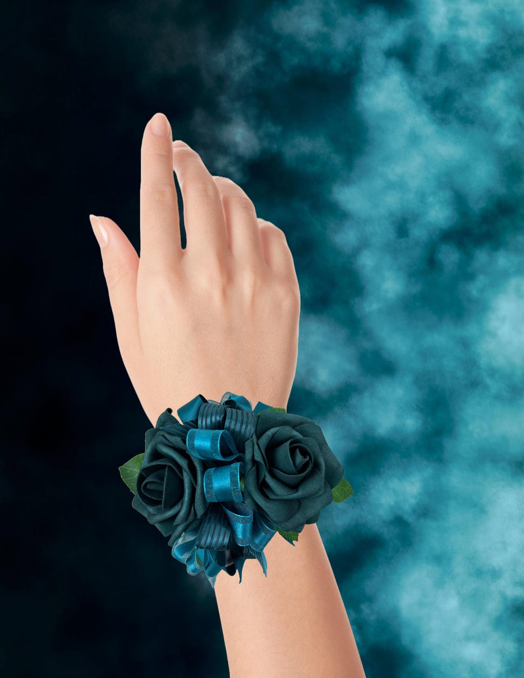 Teal Corsage & Bout for Prom Flowers Teal Real Touch Prom Flowers Royal ...