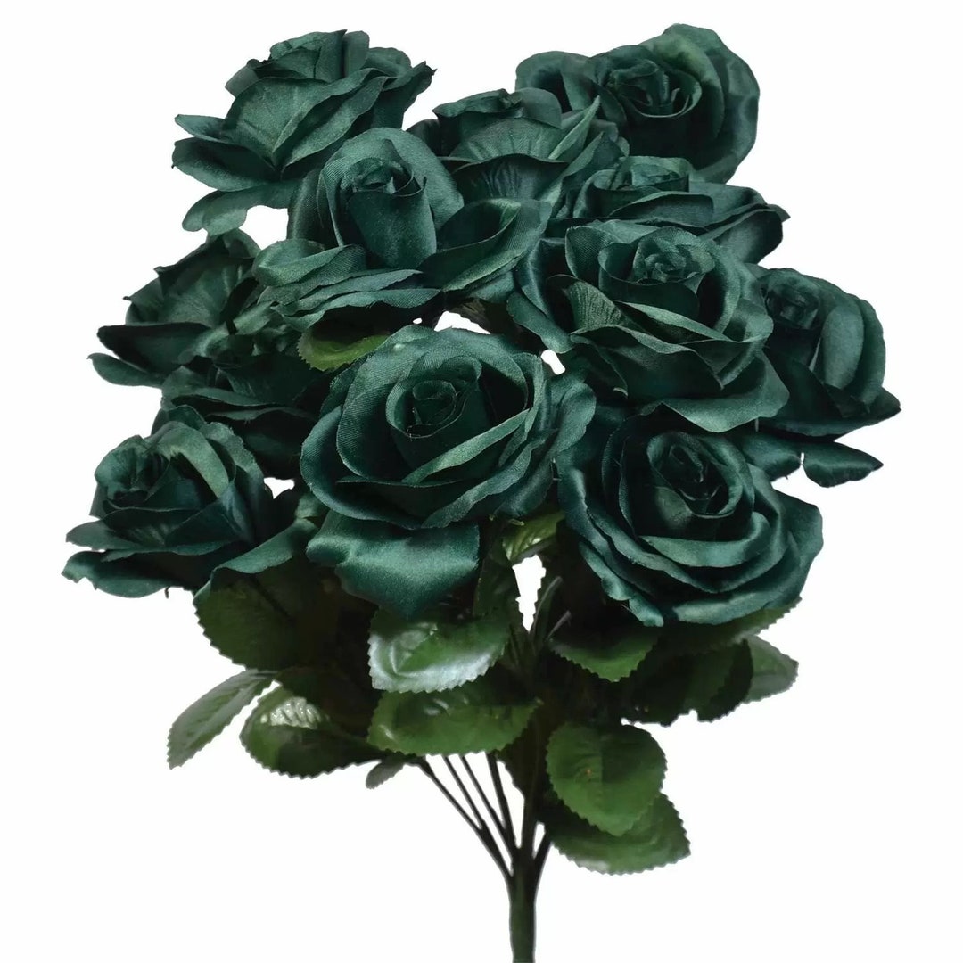 Emerald Roses, Artificial Emerald Roses, Greenroses Bunch, 12 Open ...