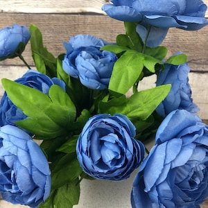Steel Blue Flowers for Wedding Bouquets Home Decor Blue Silk Flowers ...