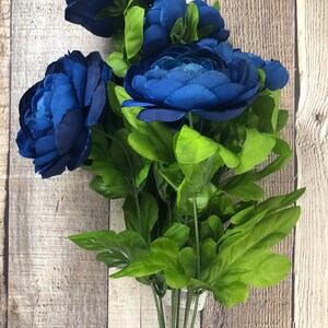 Navy Artificial Flowers for Home Decor, Dark Blue Fake Flowers for DIY ...