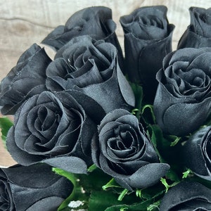 Black Rosebuds Fake Black Rose Bunch 14 Black Rose Buds for Wedding ...
