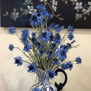 New Artificial Cornflower, Silk Cornflower, 25.5 Cornflower Spray Blue ...
