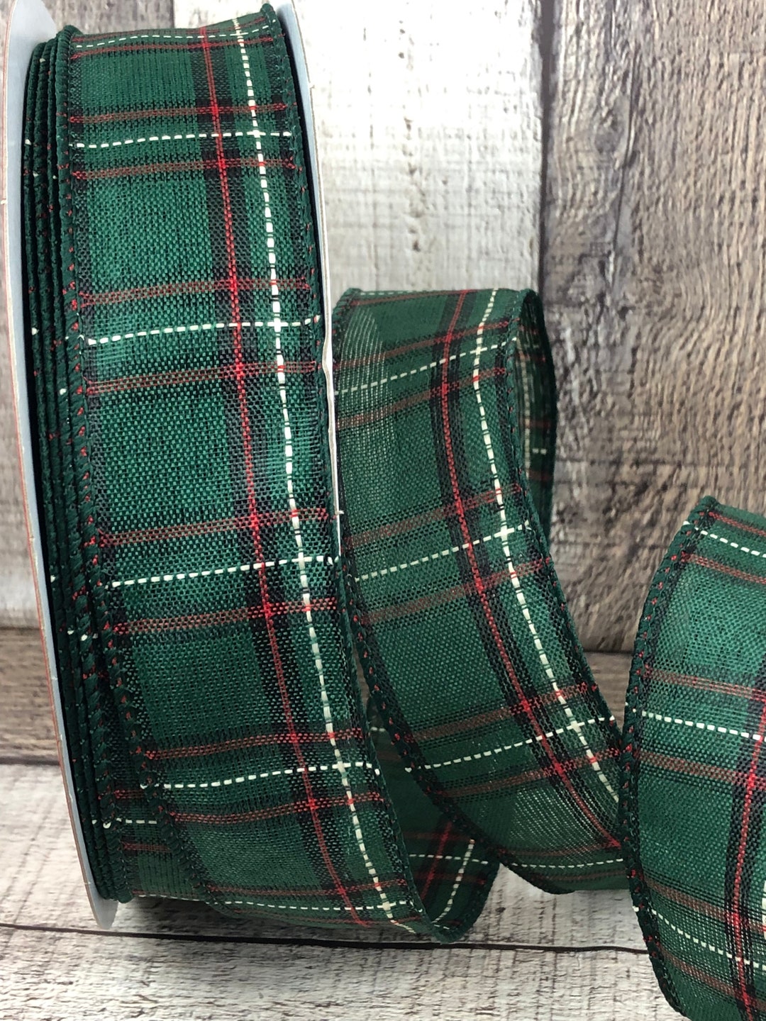 Red and Green Tartan Christmas Ribbon 1-1/2" Christmas Craft Ribbon ...