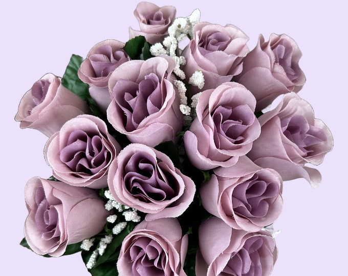Dusty Lavender Rose Bud Bunch 14 Lavender Rose Buds for Wedding ...
