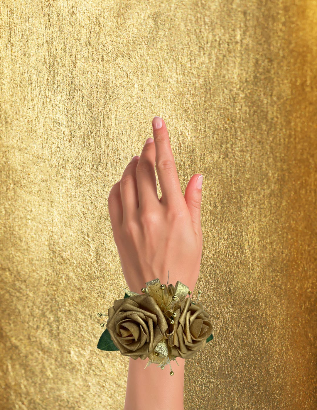 Gold Prom Flowers With Gold Bling Prom Corsage Gold Homecoming Flowers ...