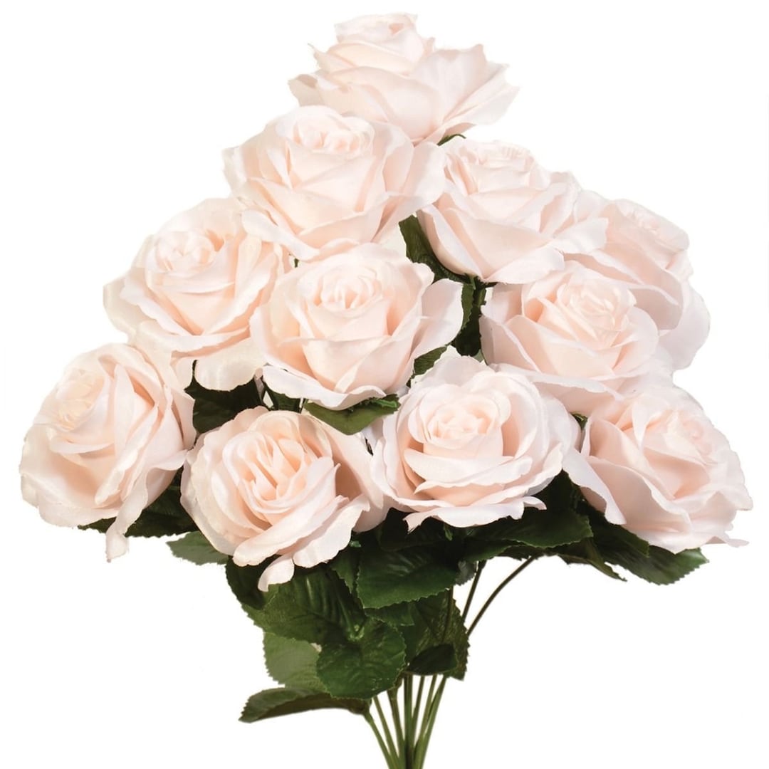 Blush Roses Artificial Blush Pink Roses 12 Blush Rose Bunch for Wedding ...