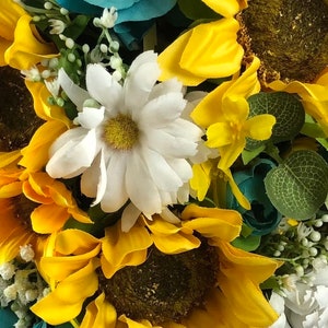 Turquoise Sunflower Bridal Bouquets, Jade and Sunflower Wedding Flowers ...