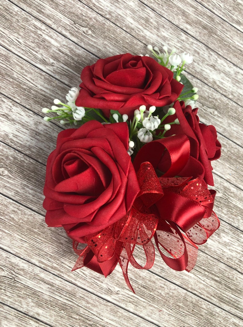 New Artificial Red Open Rose Corsage Red Rose Foam - Etsy