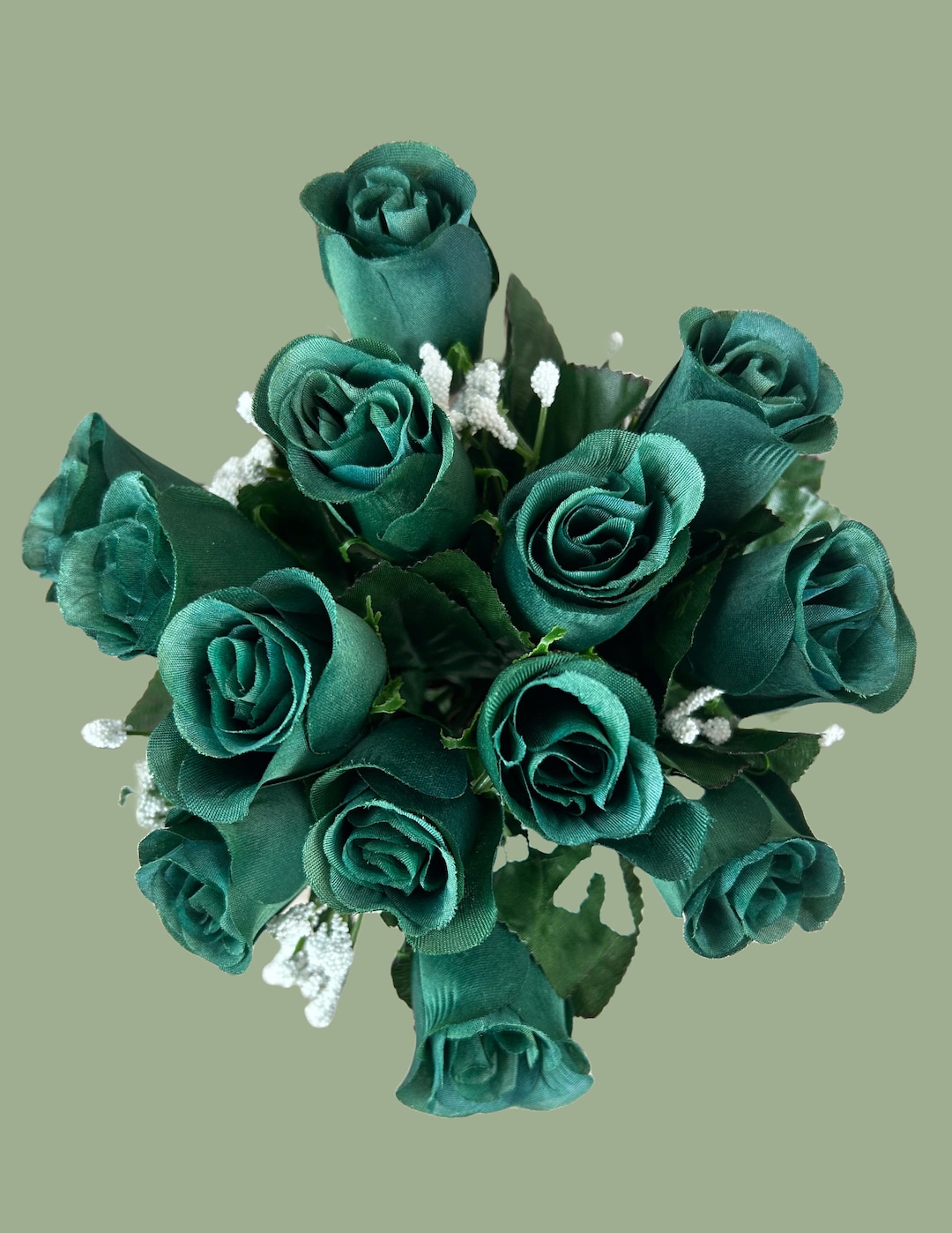 Emerald Rosebuds Fake Emerald Green Rose Bunch 14 Emerald Rose Buds for ...