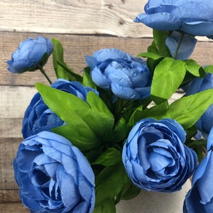 Steel Blue Flowers for Wedding Bouquets Home Decor Blue Silk Flowers ...
