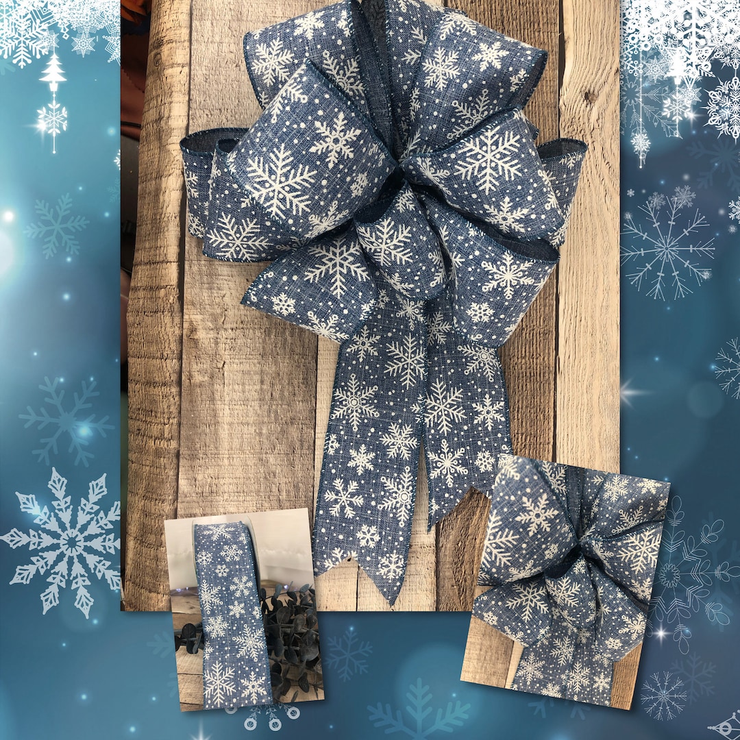 Snowflake Christmas Ribbon 5yds Holiday Ribbon With Snowflakes ...