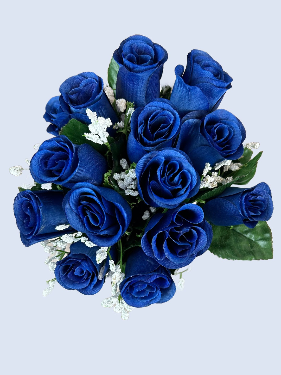 Blue Rosebuds Fake Royal Blue Rose Bunch 14 Blue Rose Buds for Wedding ...