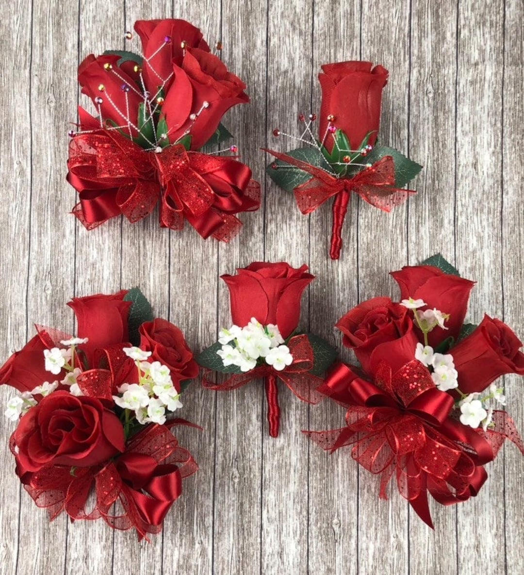 New Artificial Red Rose Bud Corsage, Red Rose Mother's Corsage, Red ...