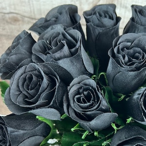 Black Rosebuds Fake Black Rose Bunch 14 Black Rose Buds for Wedding ...