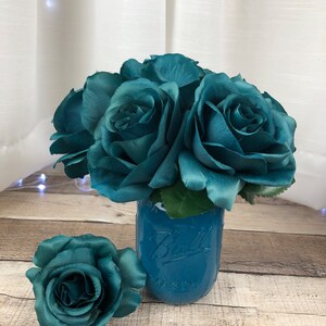 Teal Roses, Artificial Teal Roses, Teal Roses Bunch, 12 Open Teal Roses ...