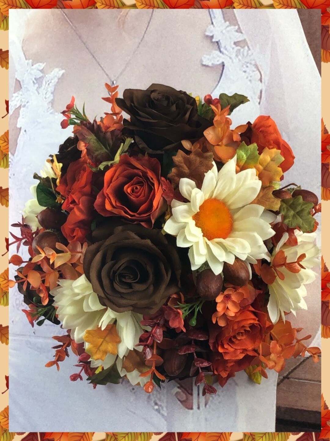 Artificial Rust Fall Bridal Bouquet Fall Chocolate Rose Bouquet With ...
