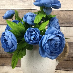 Steel Blue Flowers for Wedding Bouquets Home Decor Blue Silk Flowers ...