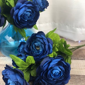 Navy Artificial Flowers for Home Decor, Dark Blue Fake Flowers for DIY ...