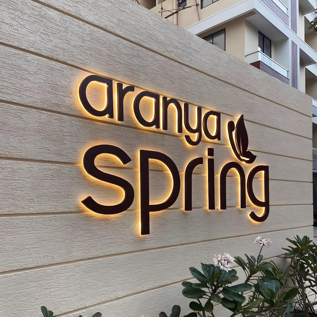 Outdoor Halo Lit Sign, Storefront Business Logo Sign, 3D Lettering ...