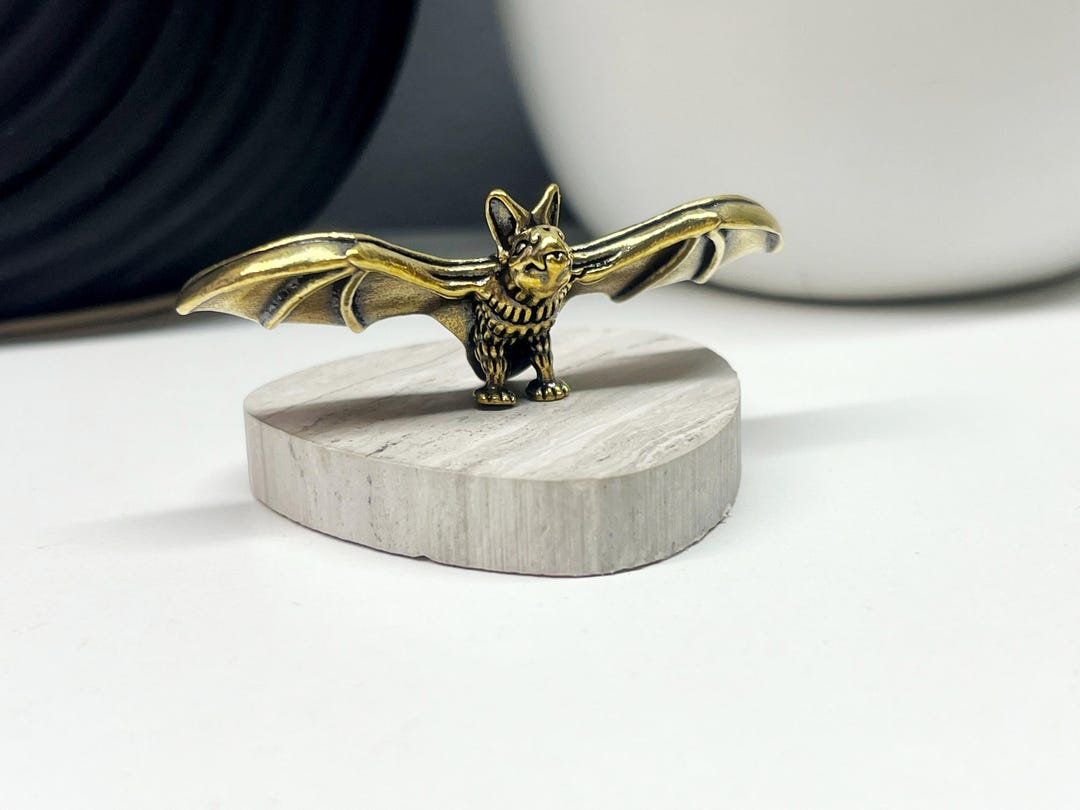 Brass Bat Figurine: Halloween Decor on Stone Base - Etsy
