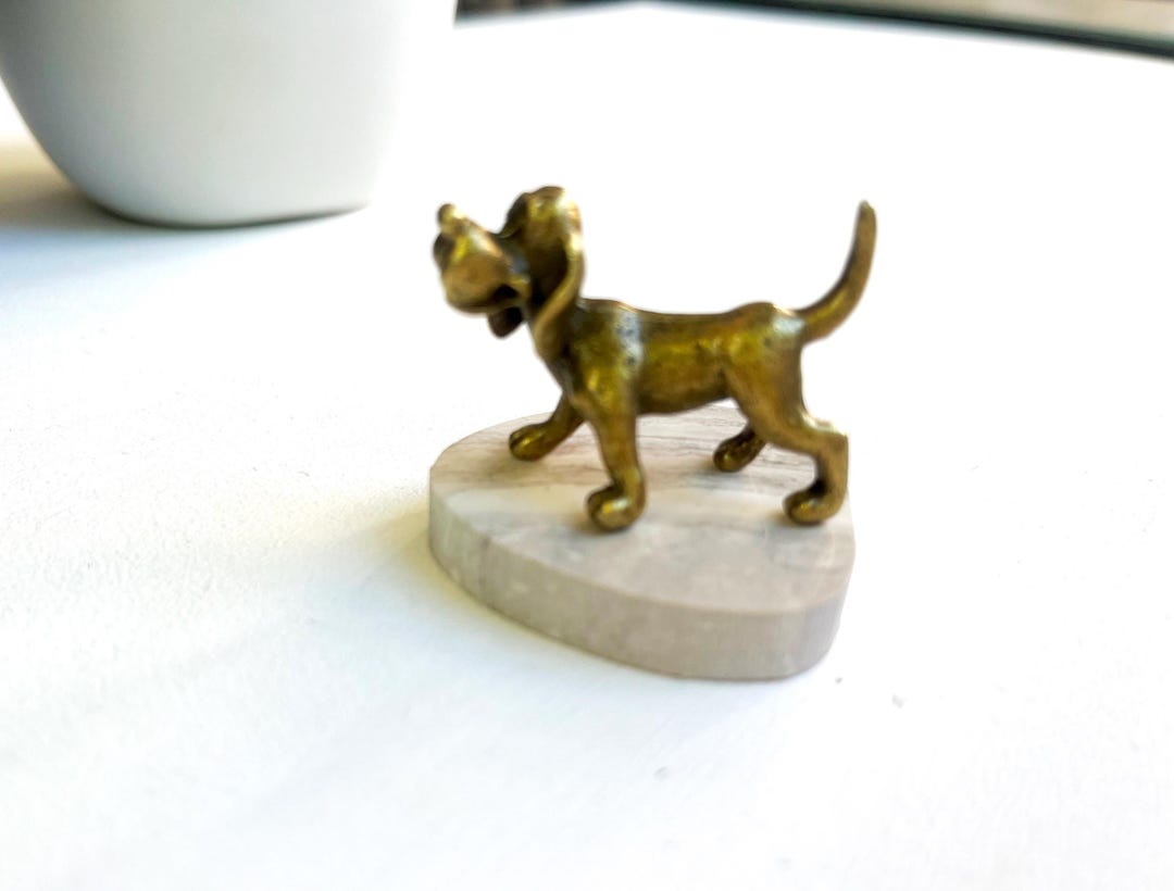 Brass Dog Figurine – Symbol of Loyalty & Protection – Choice of Marble ...
