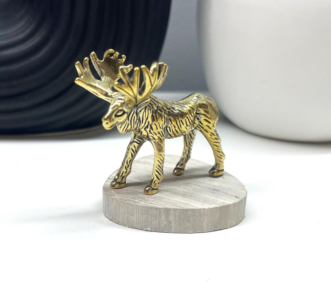 Brass Moose Figurine – Symbol of Strength , Calm Wisdom – 4 Stone ...
