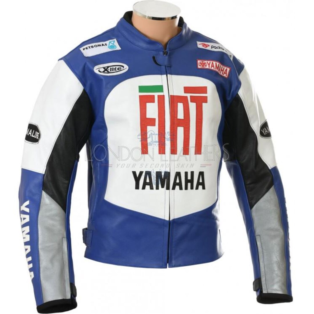 Fiat Yamaha Replica Team Motogp Leather Motorcycle Jacket CE Armored ...