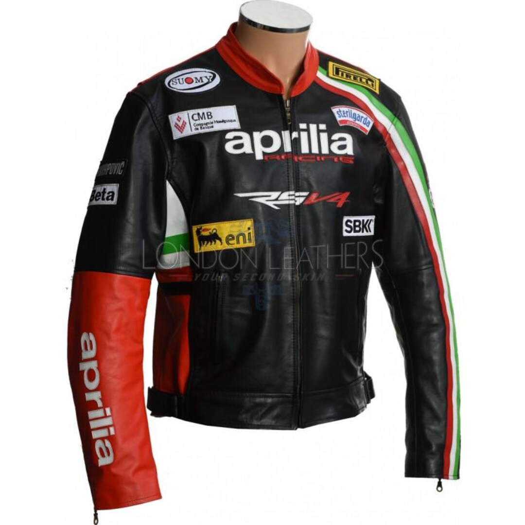 Aprilia Max RSV4 Leather Motorcycle Biker Jacket – CE Armored Riding ...